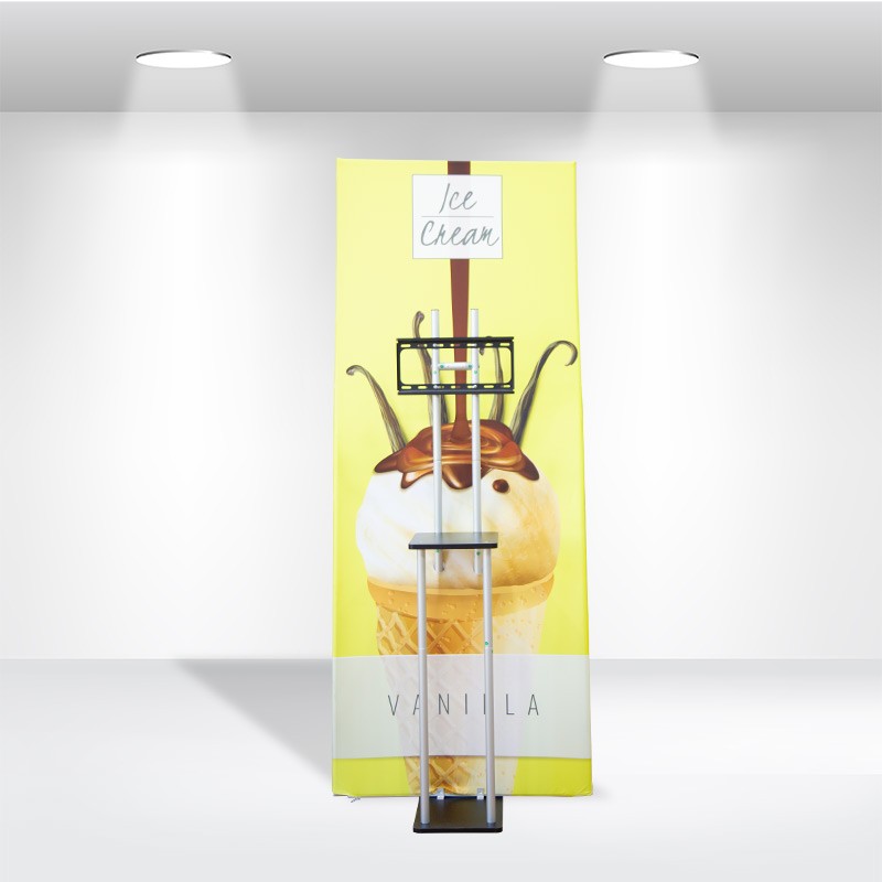 S Shaped Banner Stand With Display Shelves - JD Inflatable Advertising ...
